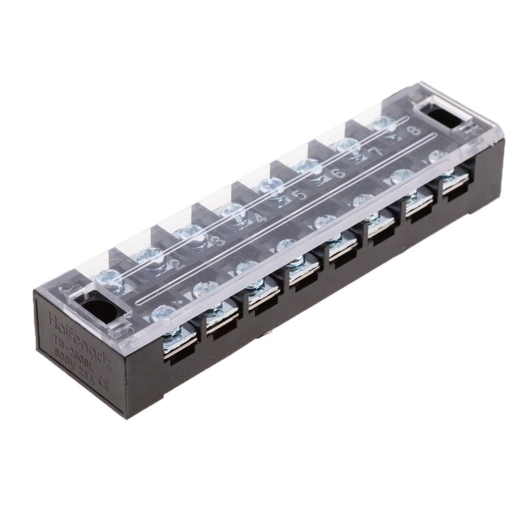 8 Positions Dual Rows Electric Wire Connector Strip Screw Terminal ...
