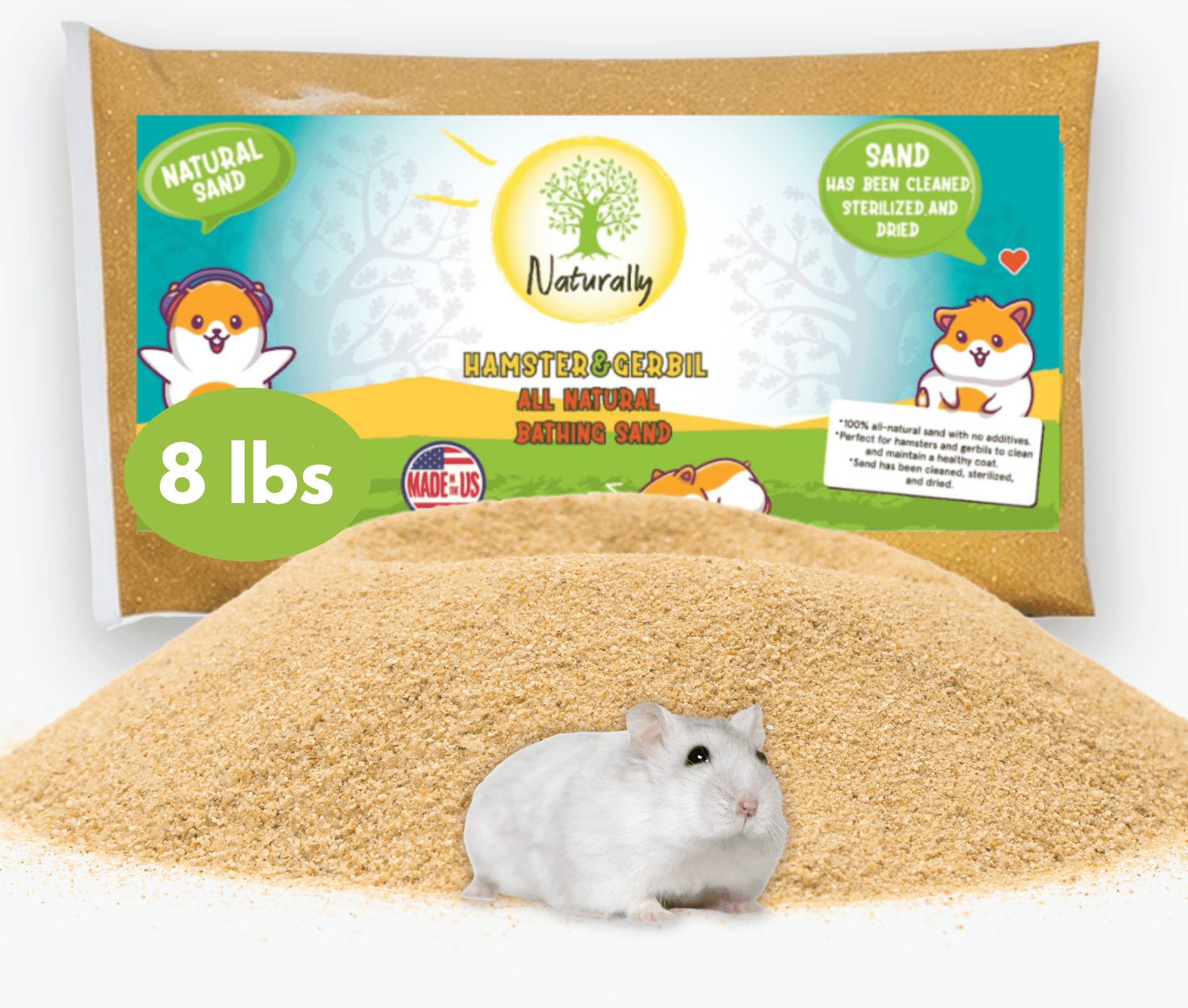 (8 Pound Bag) Hamster or Gerbil Bathing Sand Litter- All Natural Dry ...