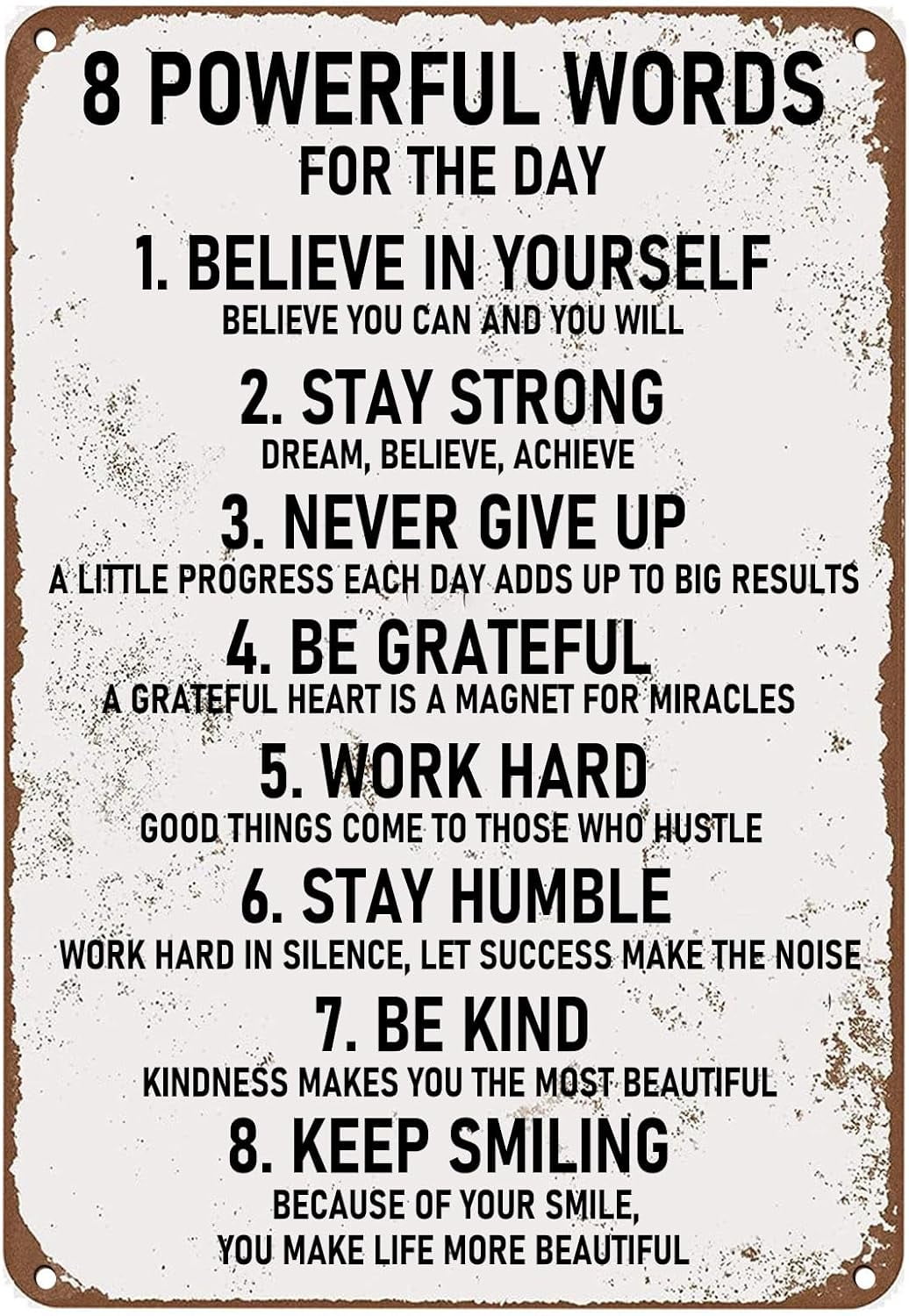 8 Powerful Words For The Day Vintage Metal Sign,Inspirational Quotes ...