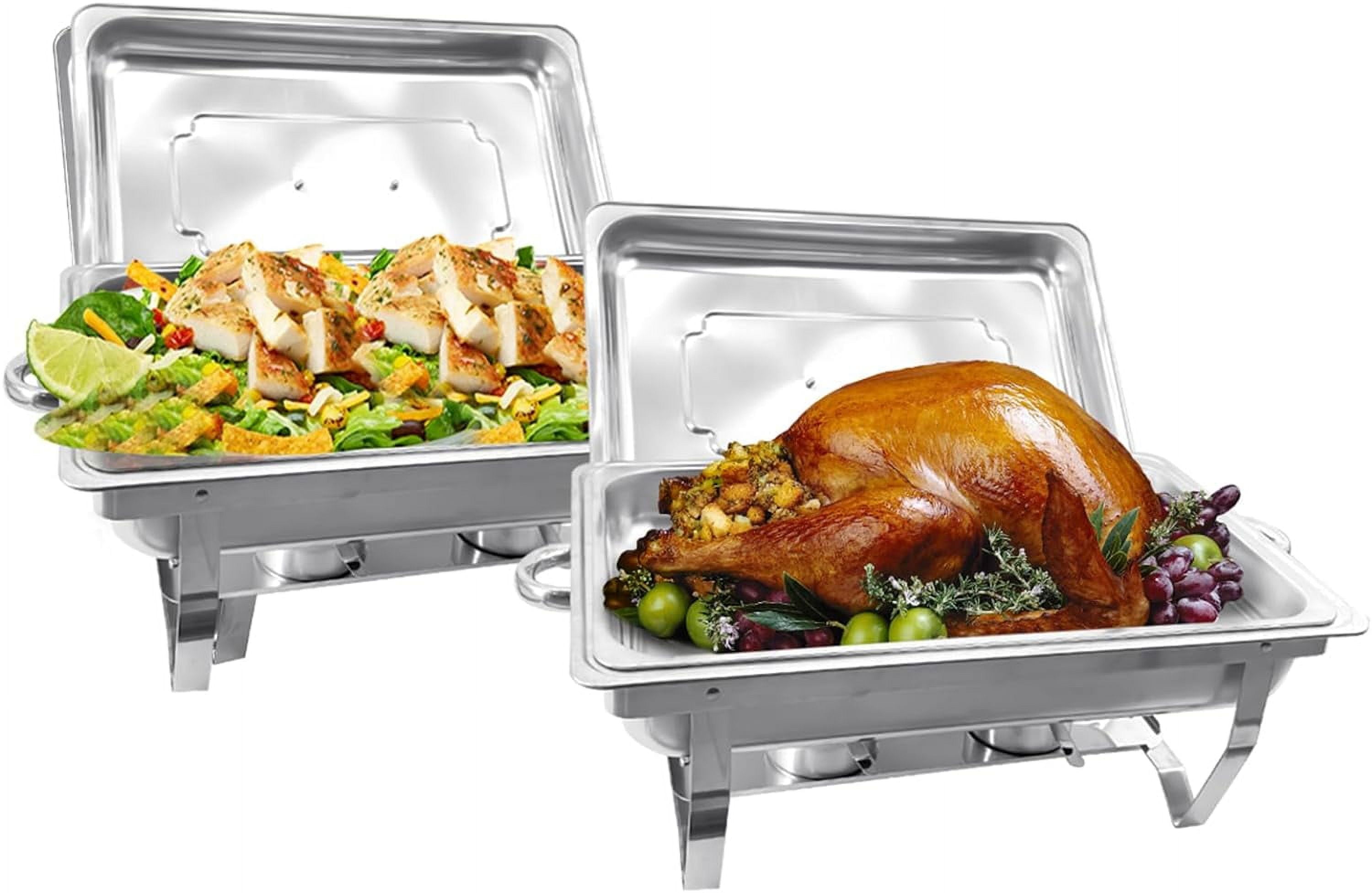 8 QT 2 Pack Chafing Dish Buffet Set Stainless Steel, Buffet Servers and Warmers Chafing Servers ...