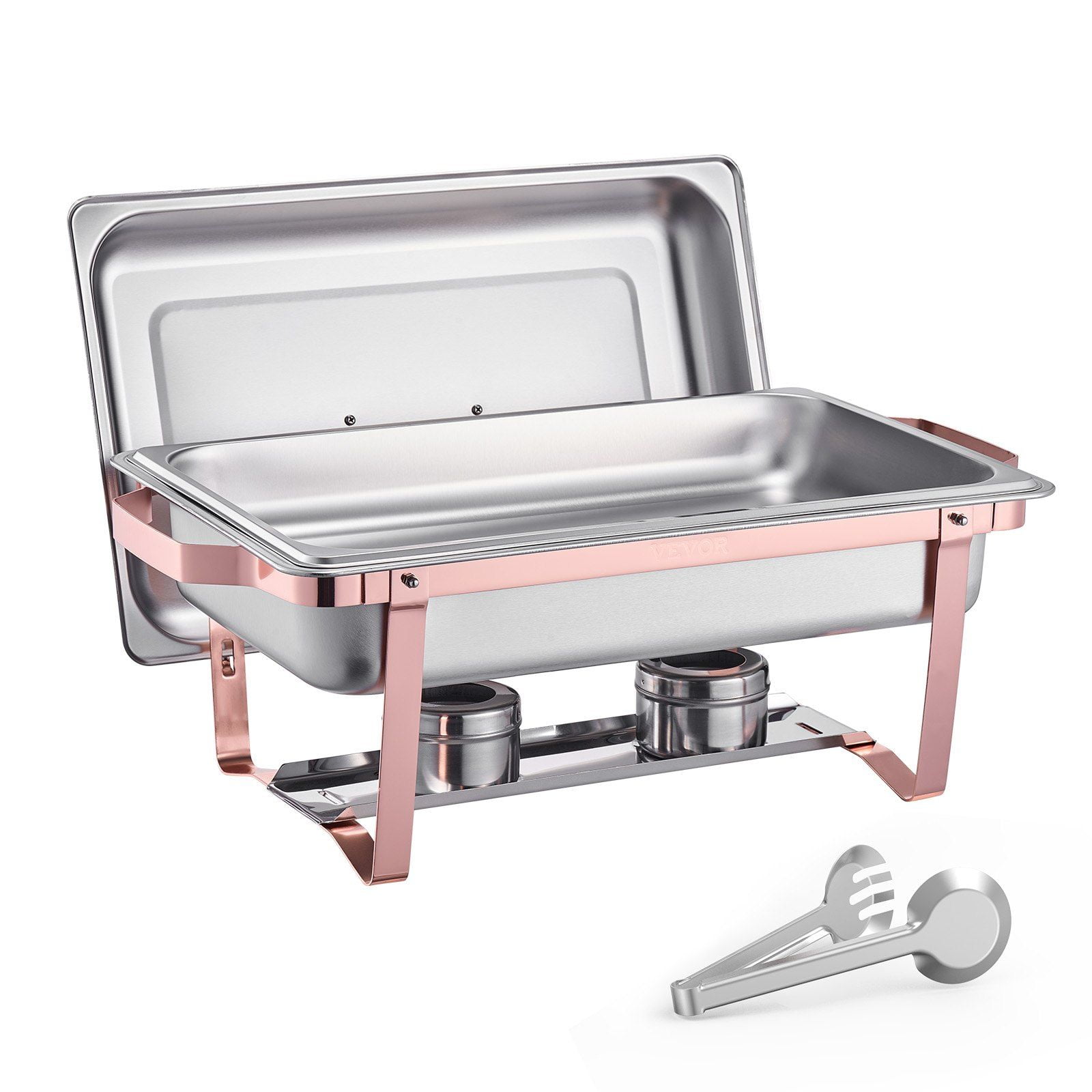 2-Pack Stainless Steel Chafing Dish Set, 8 Qt Rose Gold with Pans & Lid ...