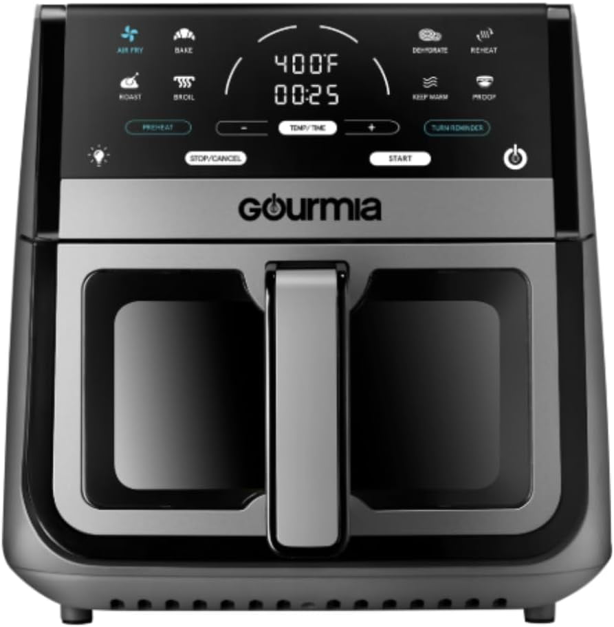 8 Qt Digital Window Air Fryer with 8 One-Touch Cooking Functions, Gray ...