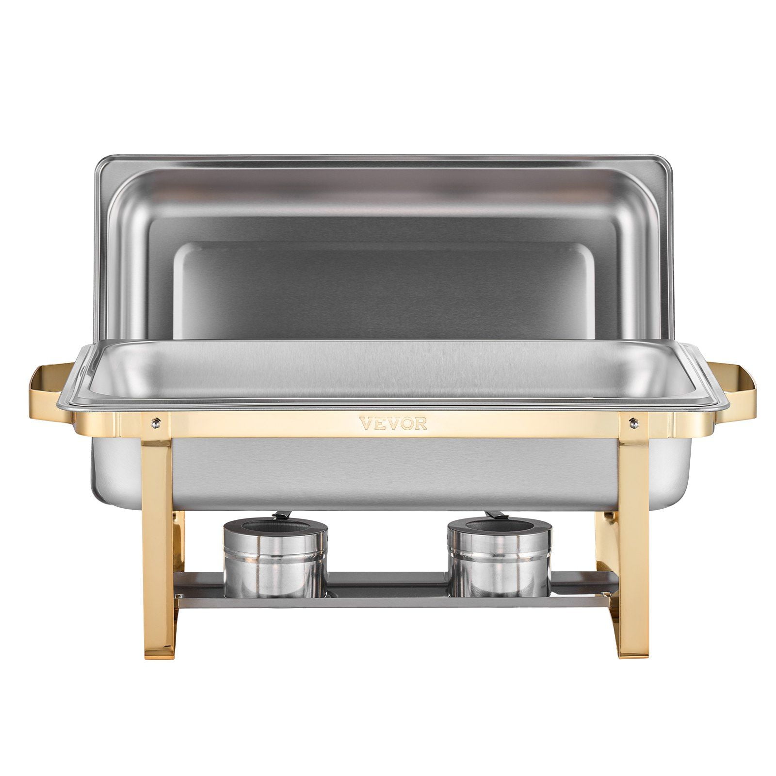8 Qt Rectangle Chafing Dish Buffet Set - 4-Piece Gold Full & Half-Size ...