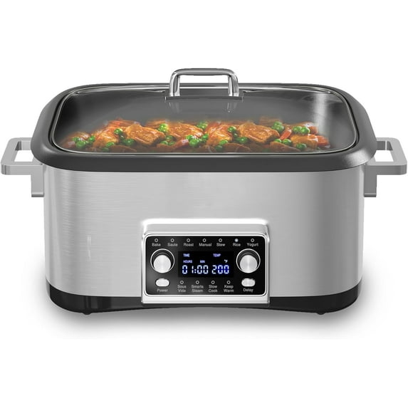 8 Quart 12-IN-1 Multi Cooker, Digital Programmable Slow Cooker with LED ...