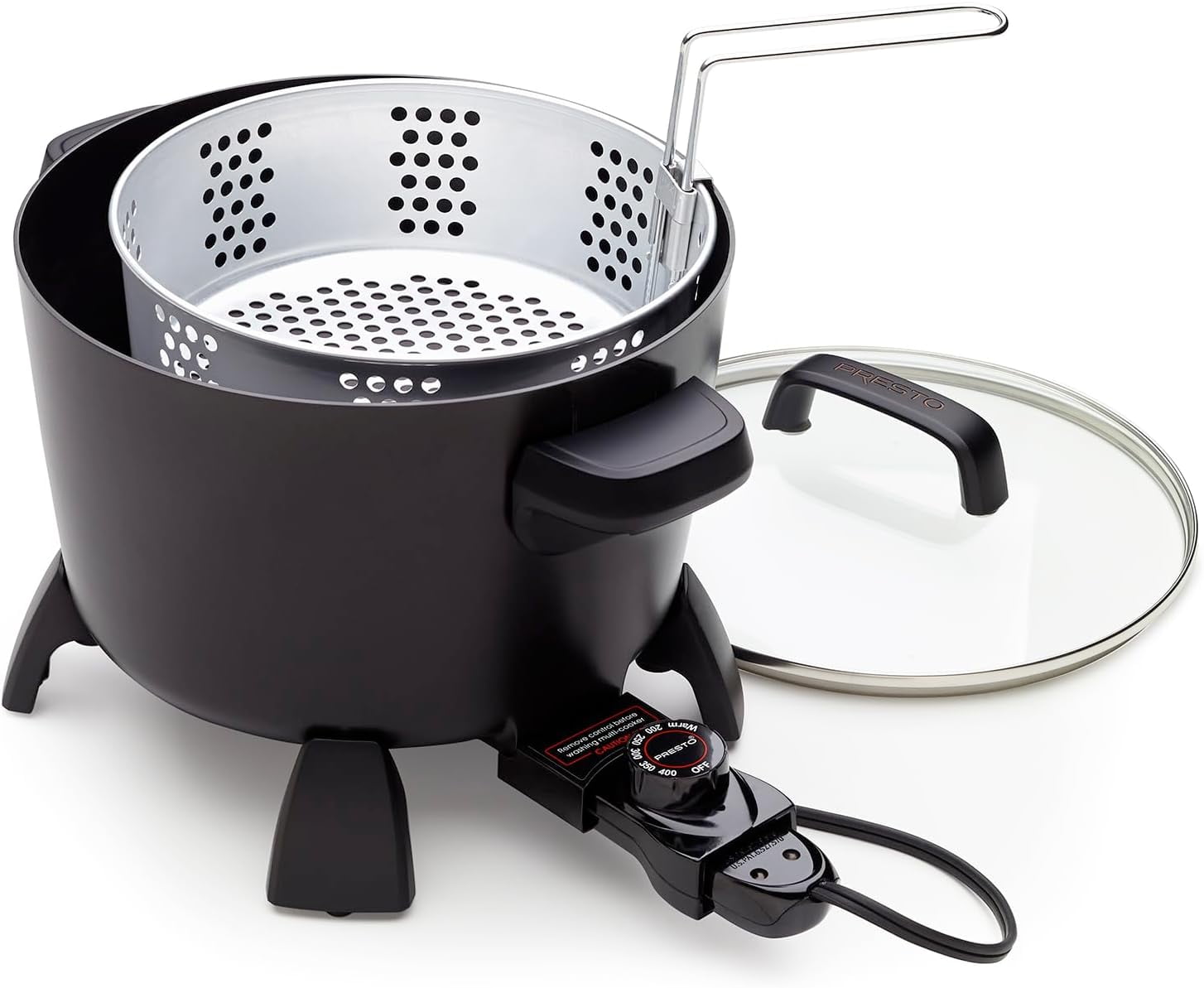 **8-quart big kettle, steamer and deep fryer multi-cooker, black ...