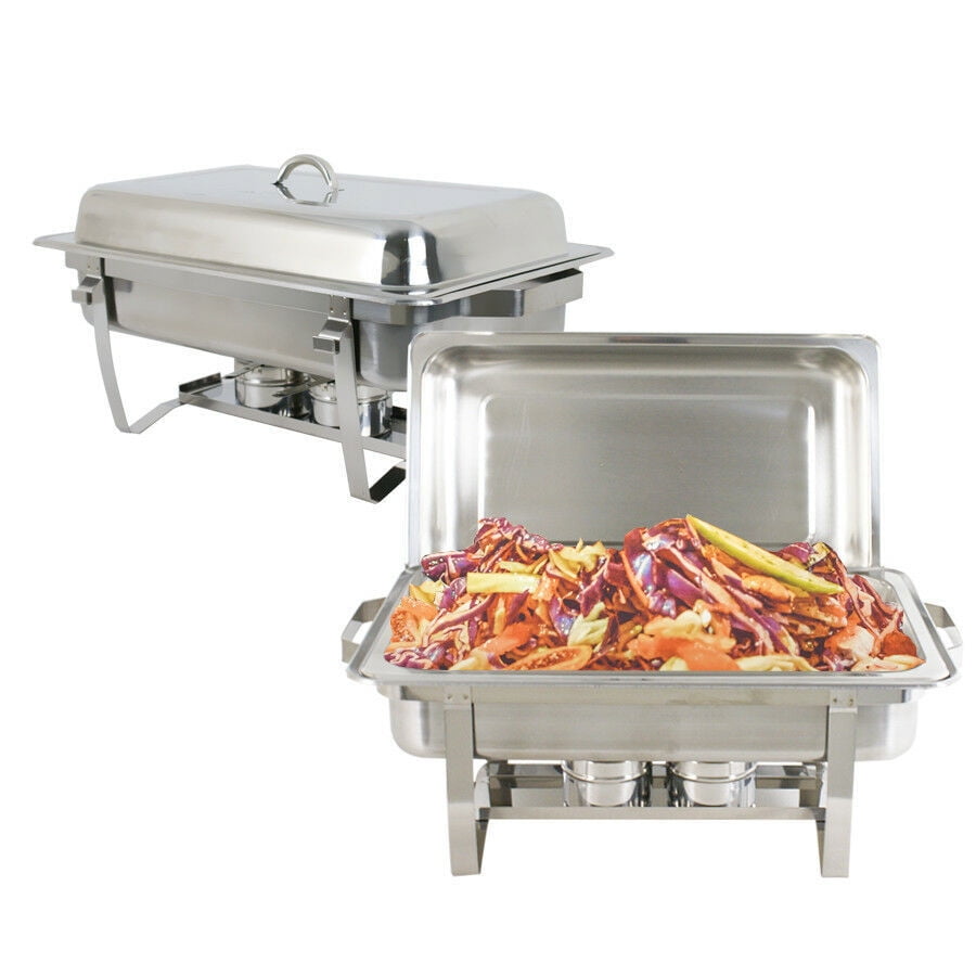 8 Quart Mirror Polish Chafing Dish 2 Pack Buffet Stove Full Size ...