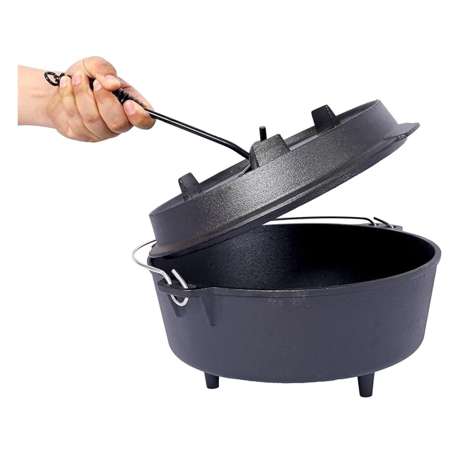 8 Quart Pre-Seasoned Cast Iron Dutch Oven with Skillet Lid, Outdoor ...