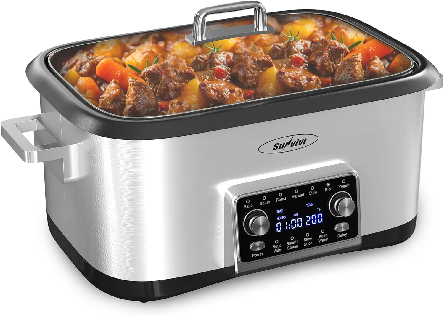 8 Quart Slow Cooker Roaster Oven, 12 in 1 programmable Multi-Cooker ...