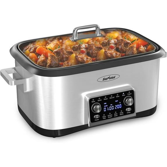 8 Quart Slow Cooker Roaster Oven, 12 in 1 programmable Multi-Cooker ...