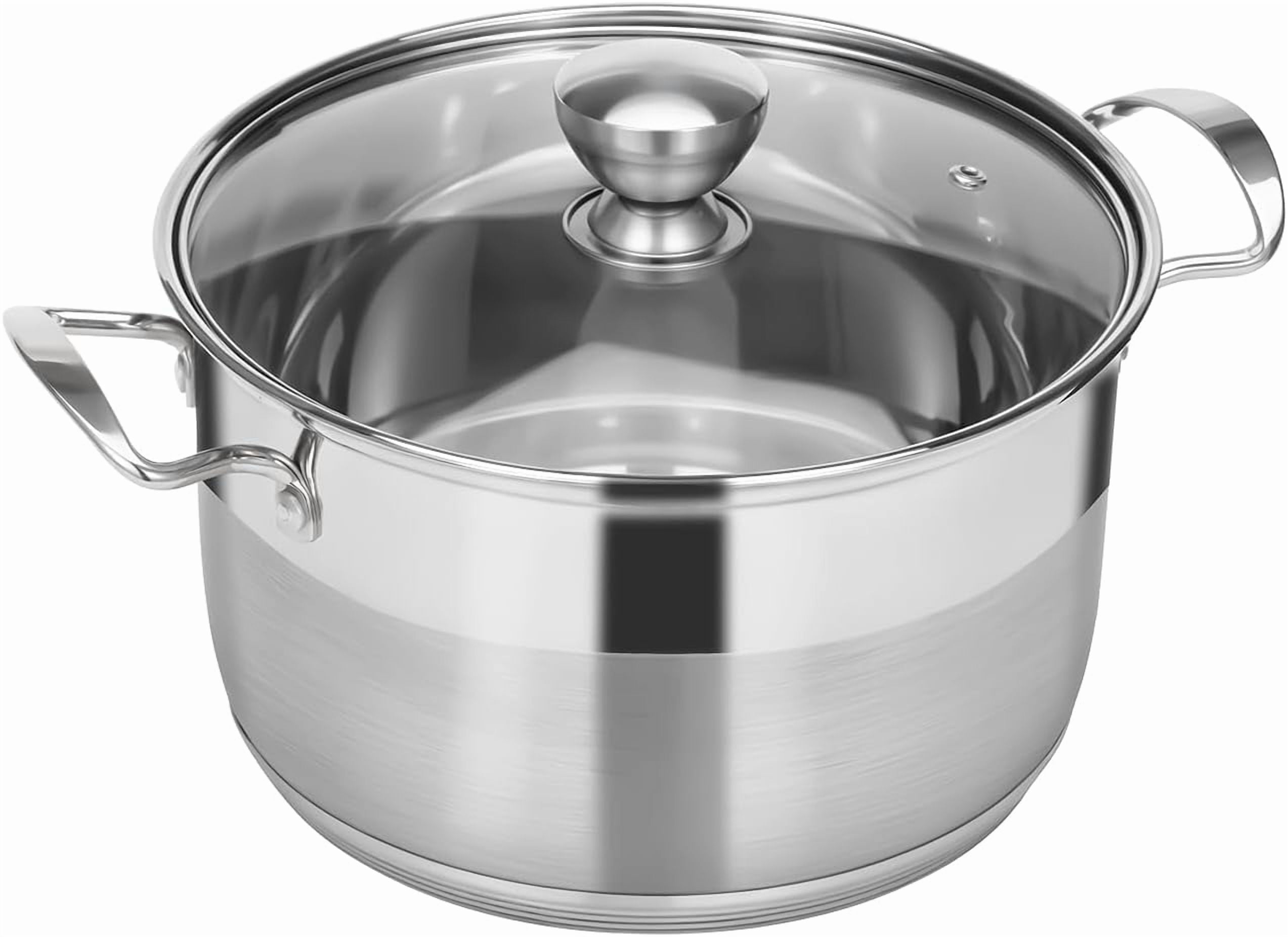 8 Quart Stock Pot - Stainless Steel Large Cooking Induction Pot with ...