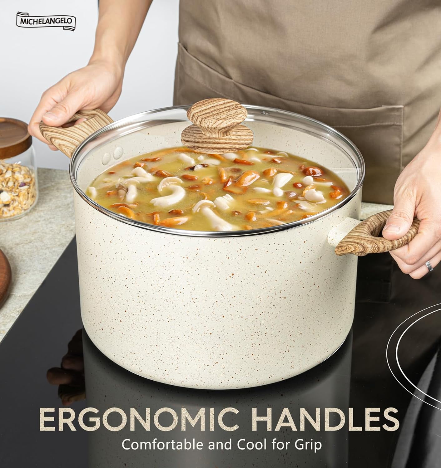 8 Quart Stock Pot with Lid, Nonstick Cooking Pots, 8 Qt Soup Pot with ...