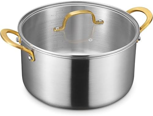 8 Quart Tri-Ply Stainless Steel Stock Pot with Lid, Soup Pot with ...