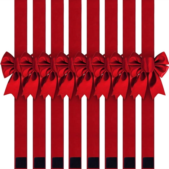 8 Red Christmas Bow Set - Elegant Texture - Similar to polyester bows ...