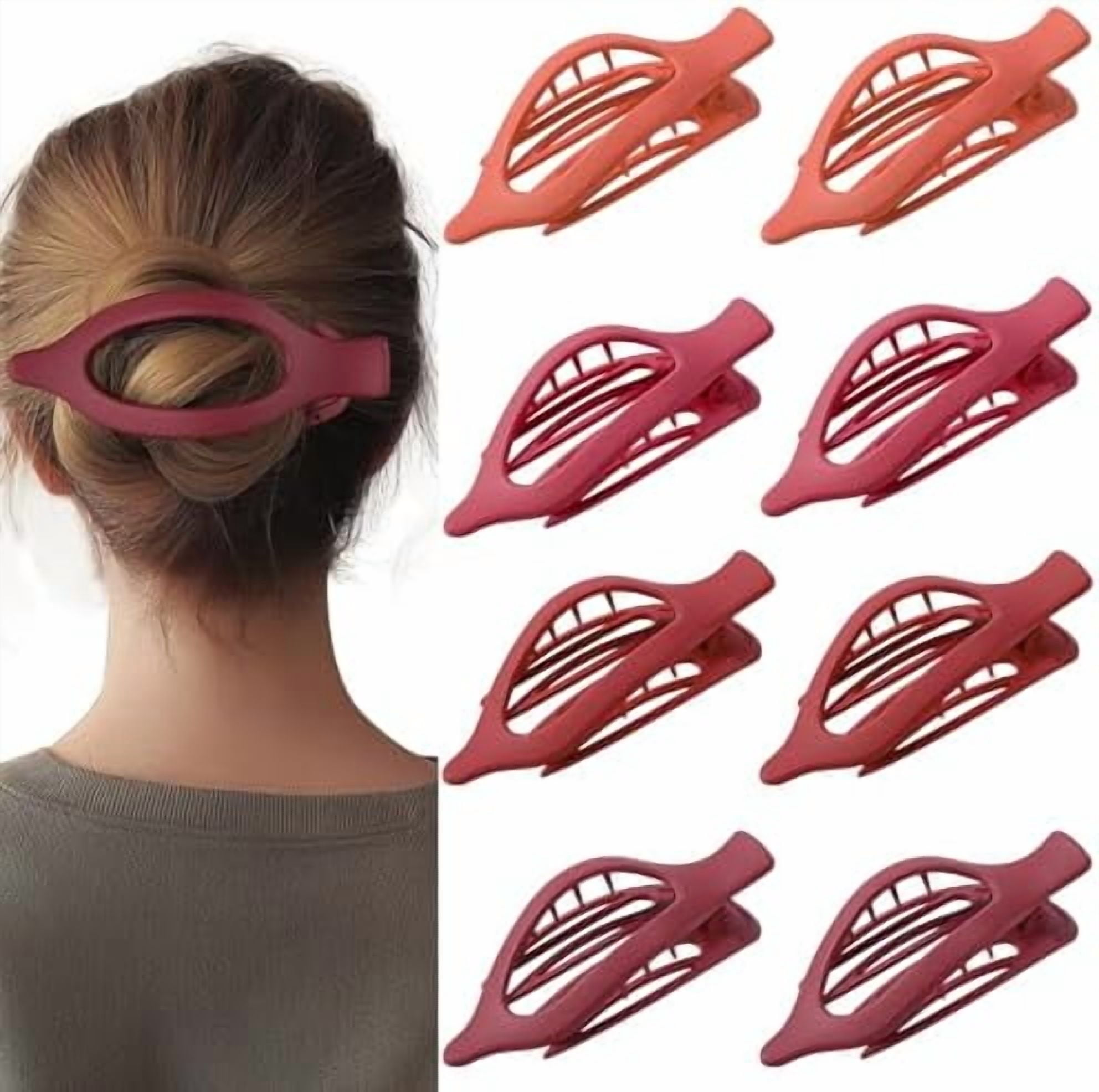 8 Red Flat Hair Clips - Matte Large Red Claw Clips for Women, Hold No ...