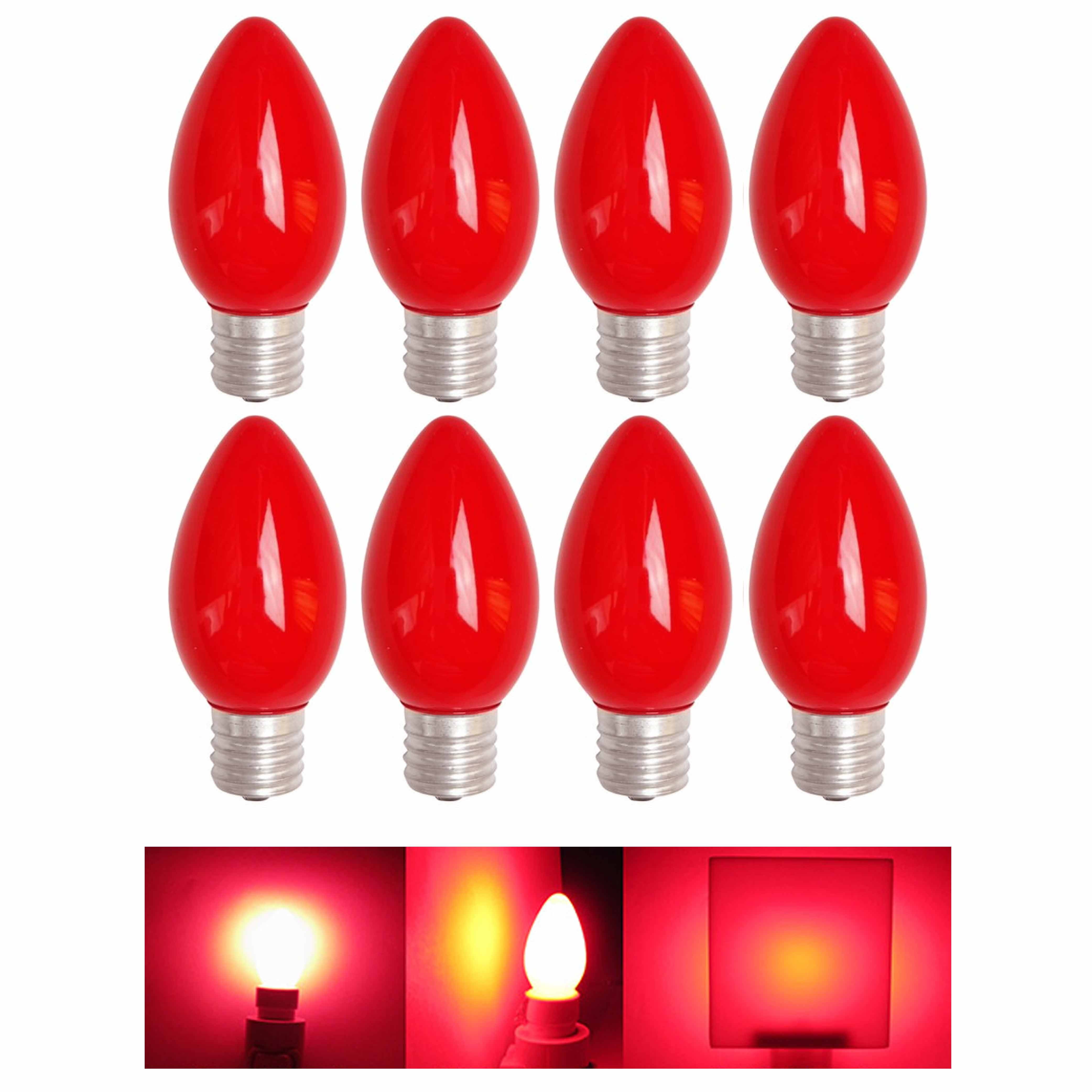AllTopBargains Red Night Light Bulbs, Candelabra Base, 4 Watt, 120V, 50 ...