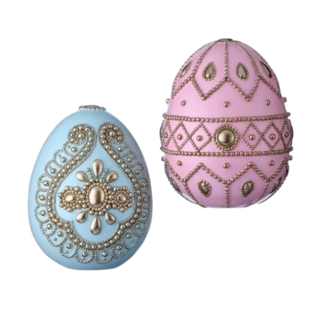 8" Resin Royal Easter Egg Set – Elegant Beaded Decorative Eggs (Set of ...
