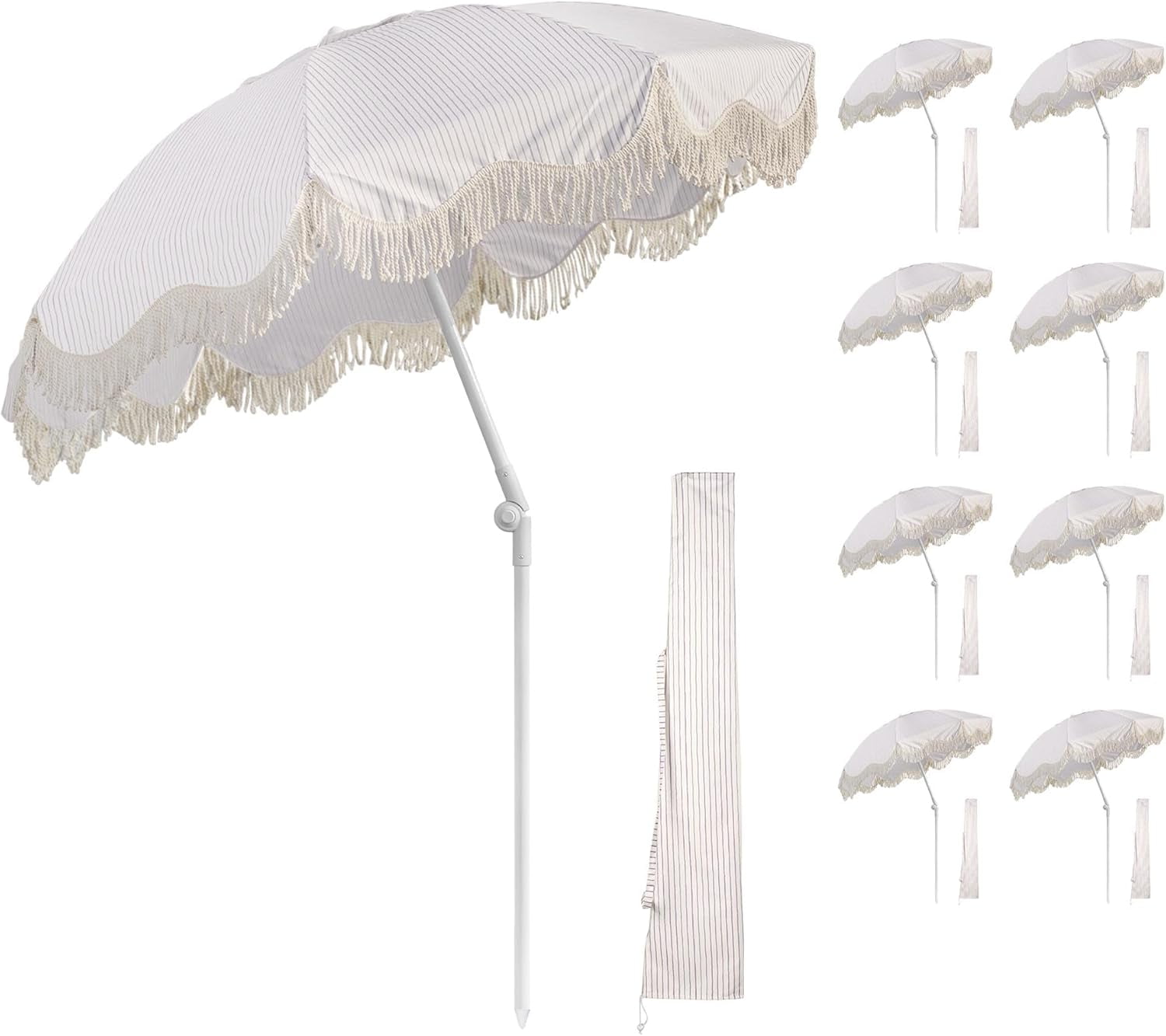 8-Rib Purple Striped White with - Outdoor Beach Tassel - Walmart.com