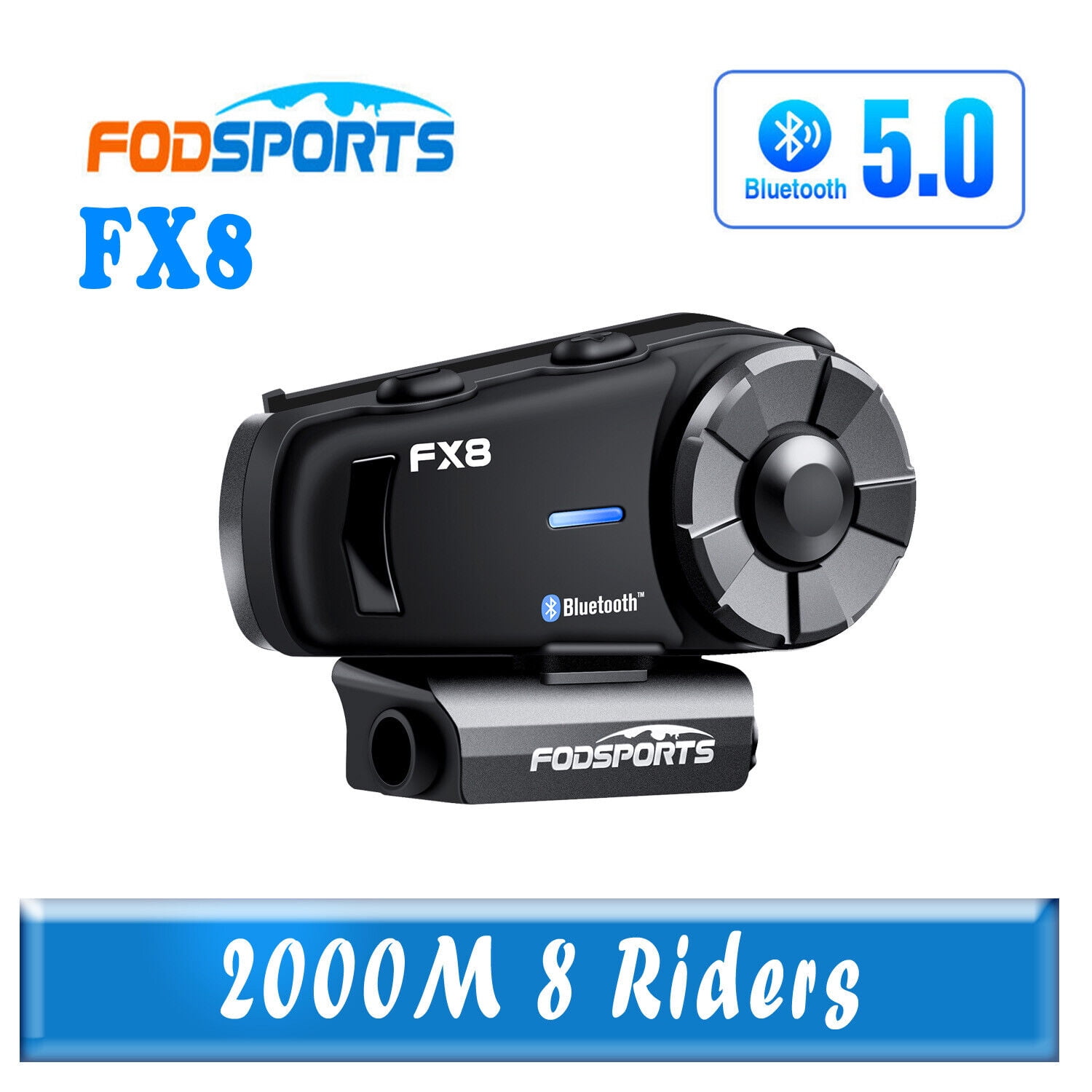 8 Riders 2000M Motorcycle Intercom Bluetooth Headset Helmet Interphone ...