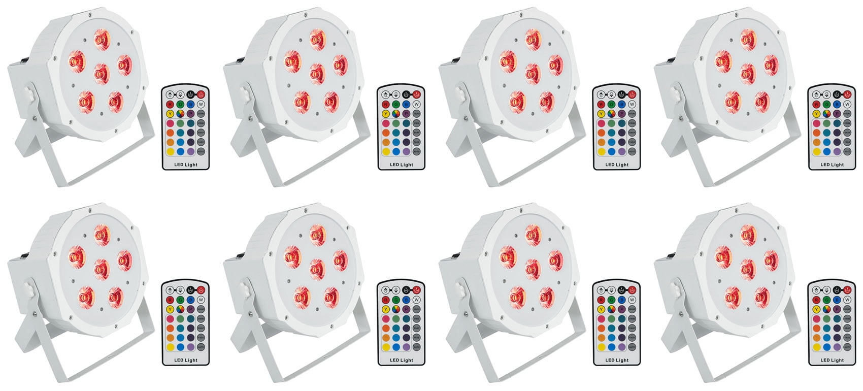 (8) Rockville BATTERY PAR 6RF White Rechargeable Wireless DMX Lights+RF ...