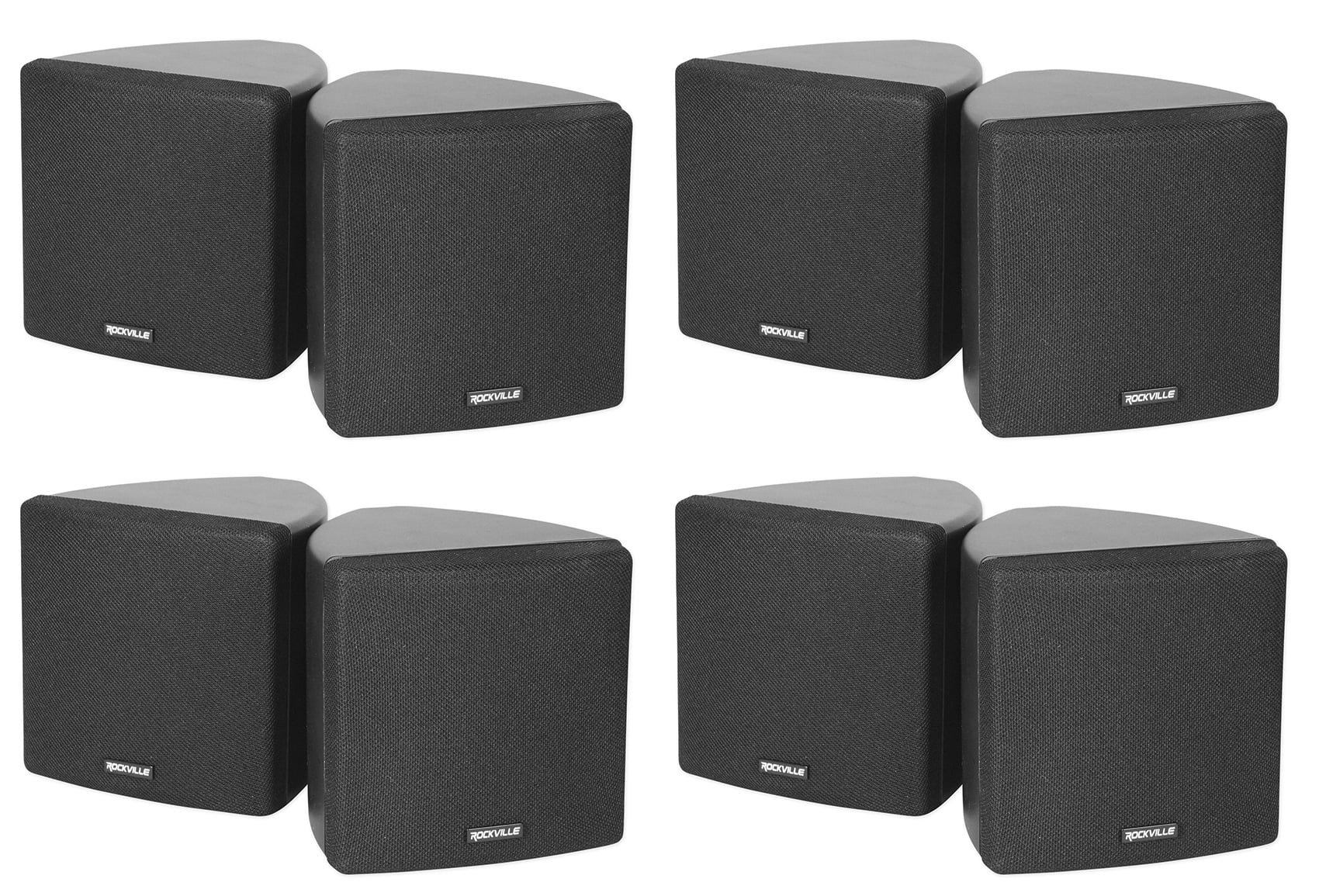 Rockville Cube 70V Black 3.5 Inch 2-Way Commercial Wall Mount Speakers ...