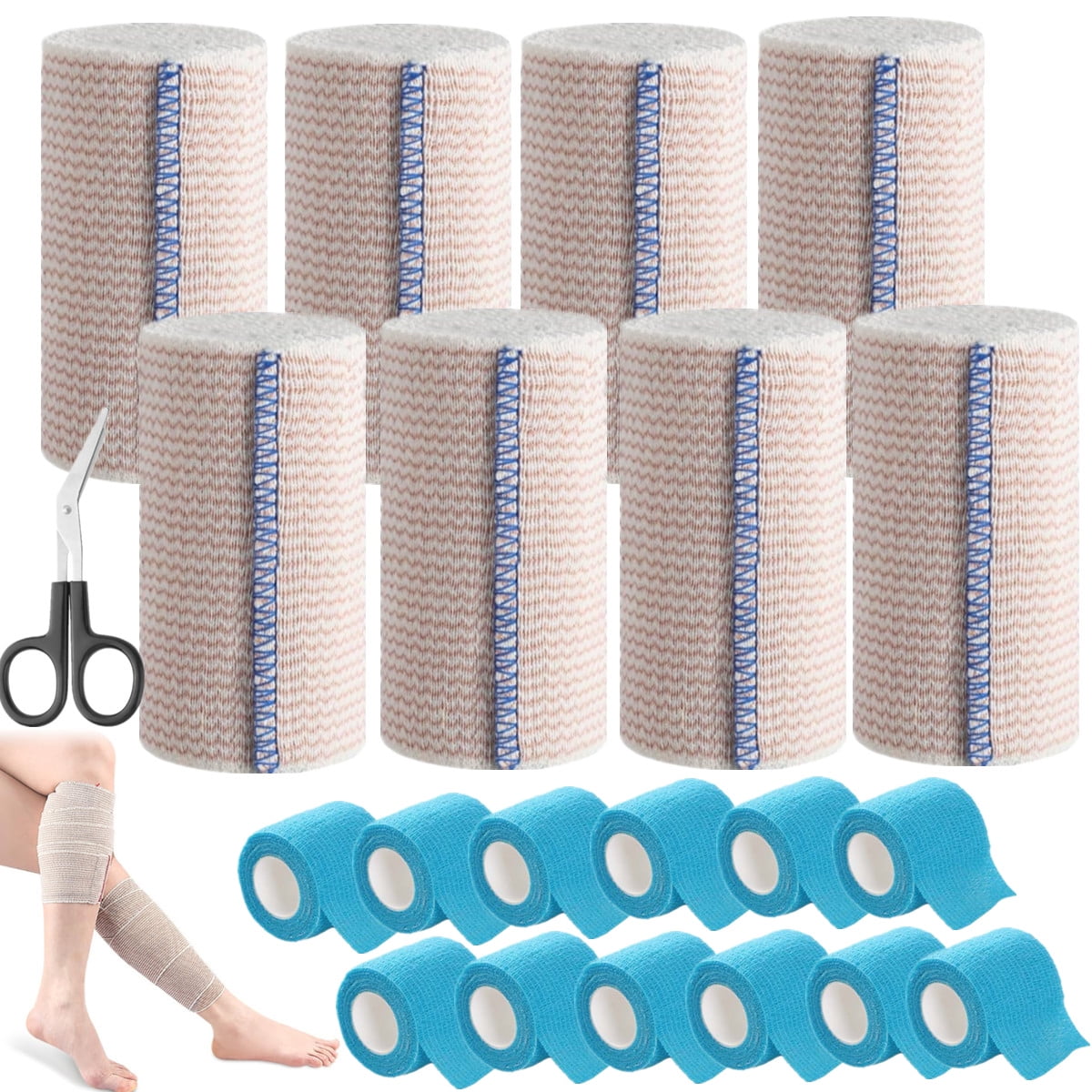 8 Roll Elastic Bandage Compression Bandage Gauze Bandages Self-Adhesive ...