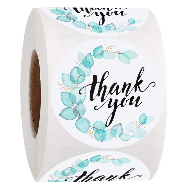 8 Roll Round Dot Paper Self-Adhesive Thank You Stickers Rolls Leaf Gift ...