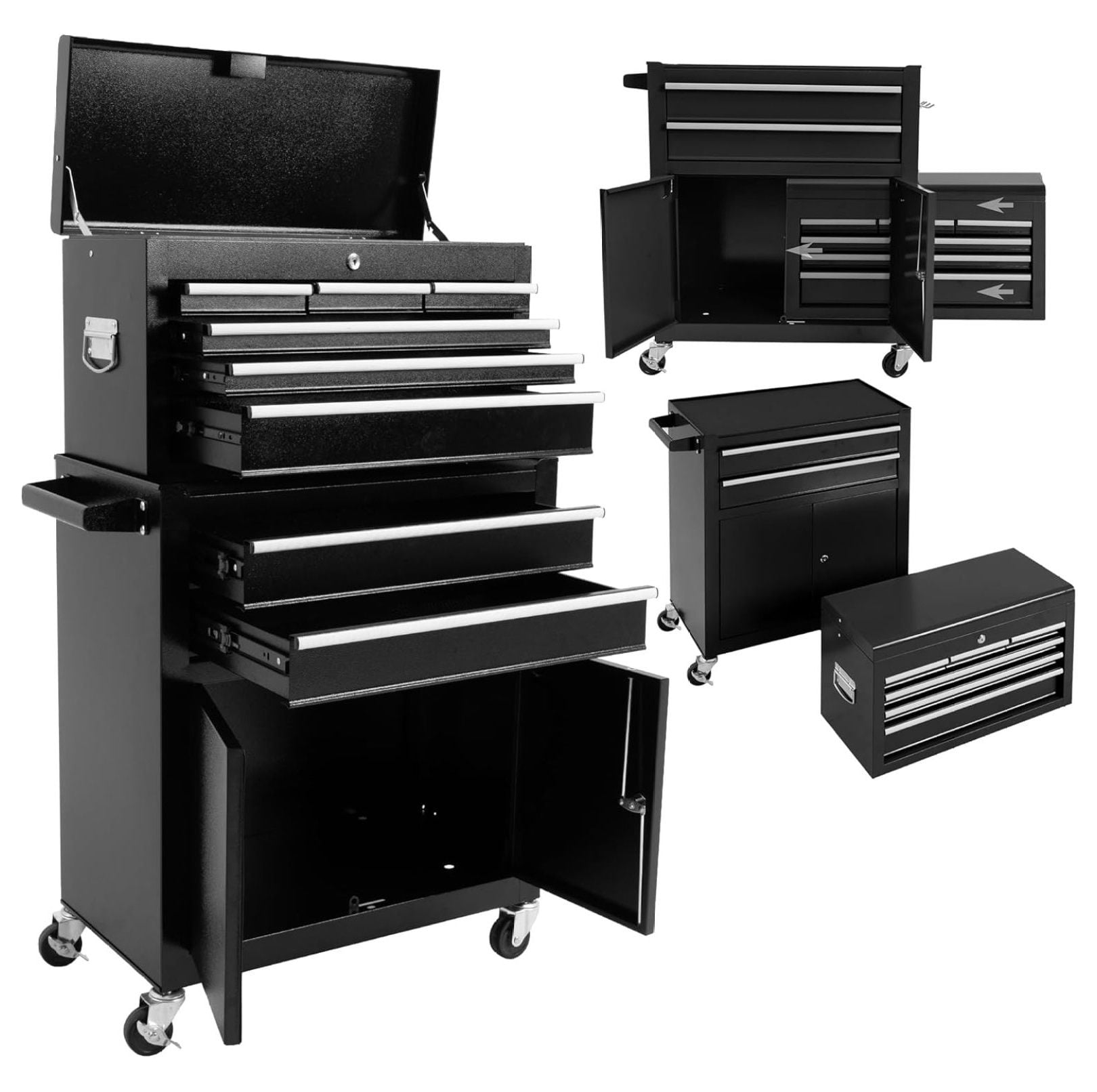 8 Rolling Tool Chest, 8-Drawer Tool Box Organizer w/Lockable Wheels ...