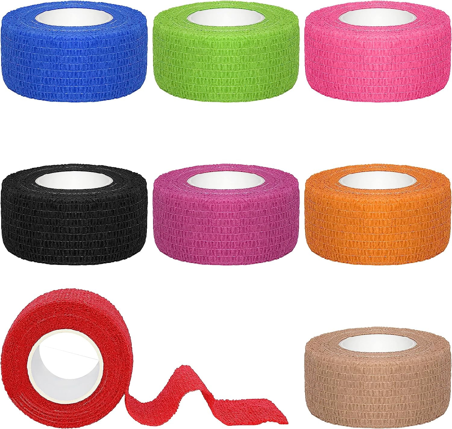 8 Rolls 1” Cohesive Bandage Self Adherent Bandage Wrap Breathable Vet ...