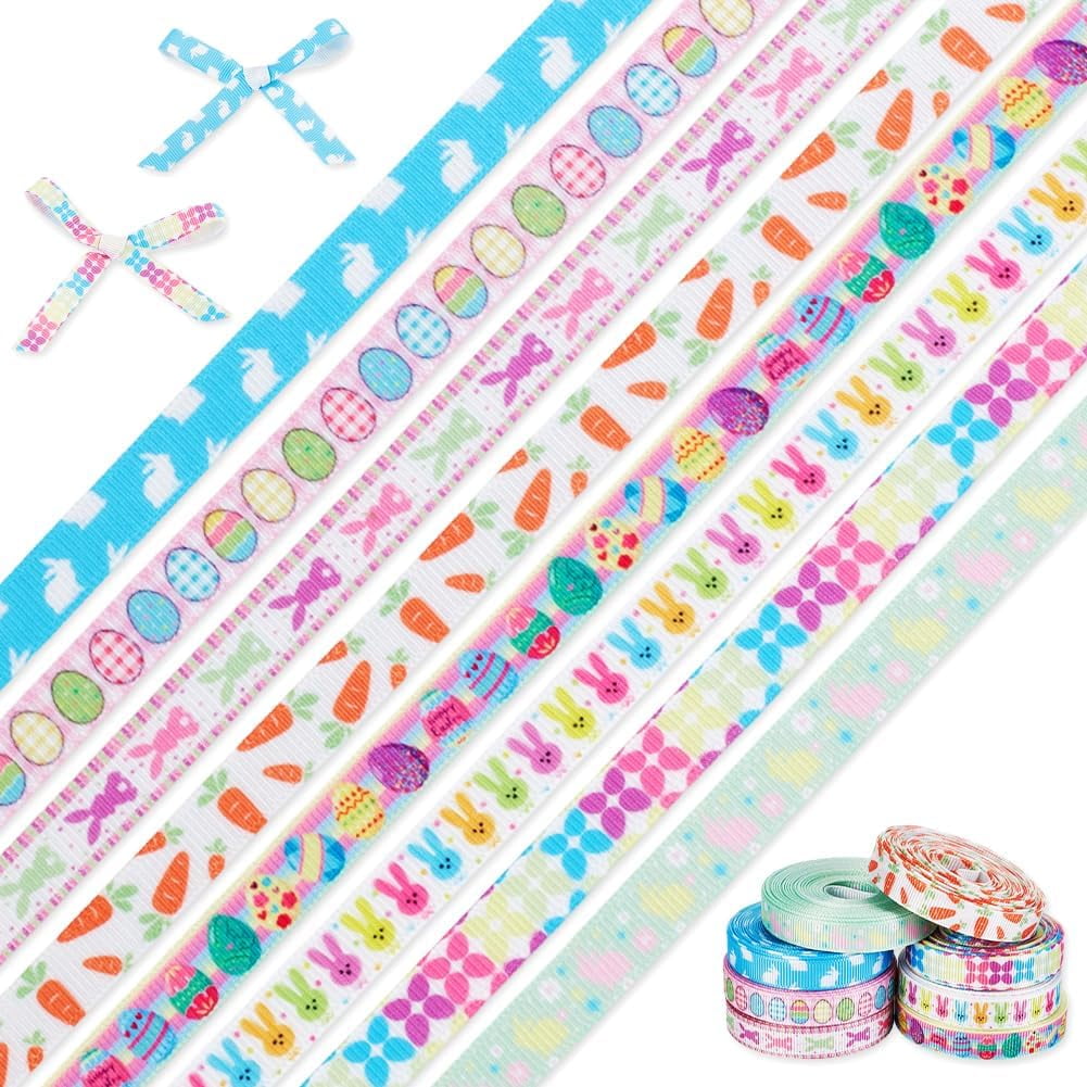 8 Rolls 40 Yards Easter Grosgrain Ribbons 3/8Inch Easter Wired Edge ...