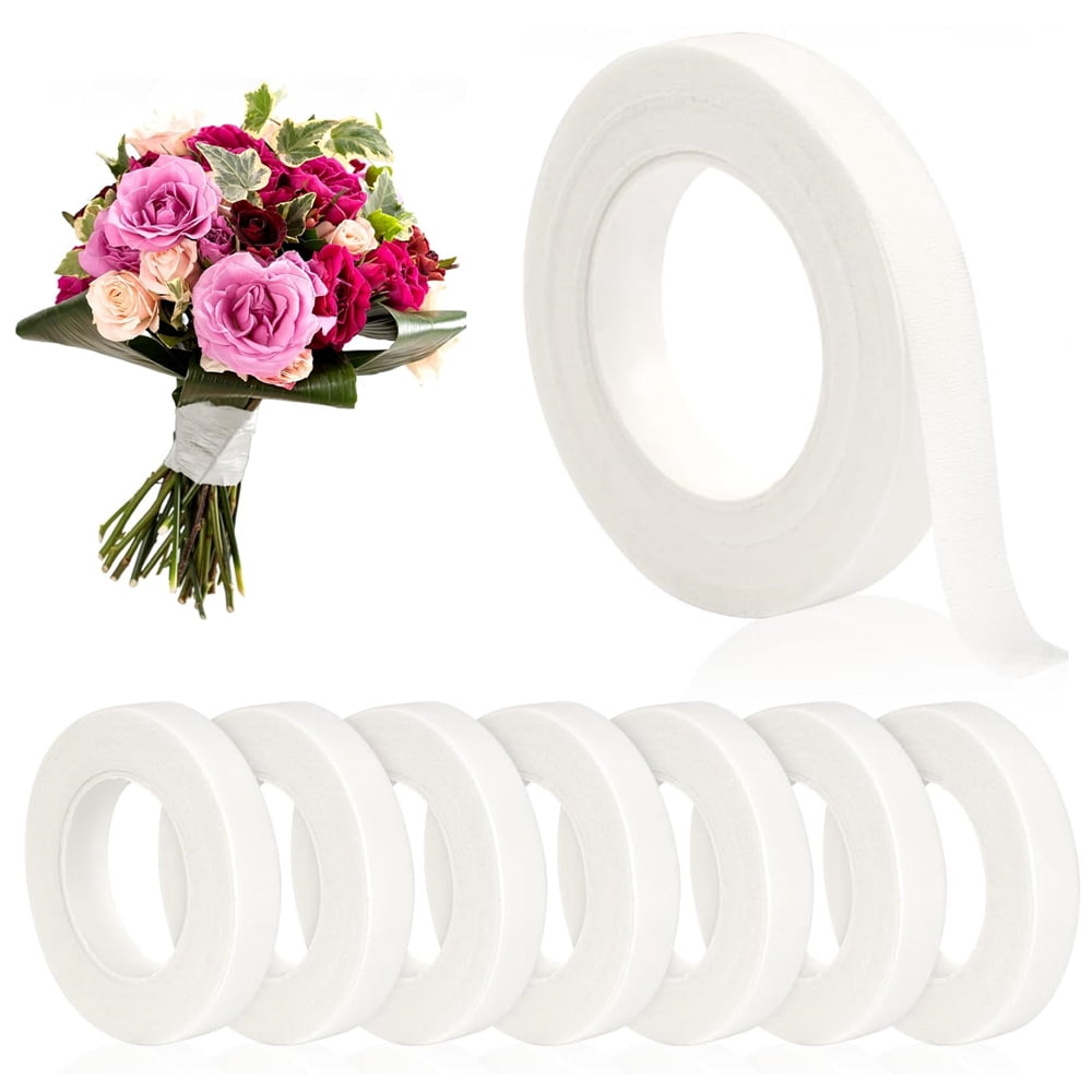 8 Rolls Adhesive Florist Tape for Bouquet Wrapping White Stretchable ...