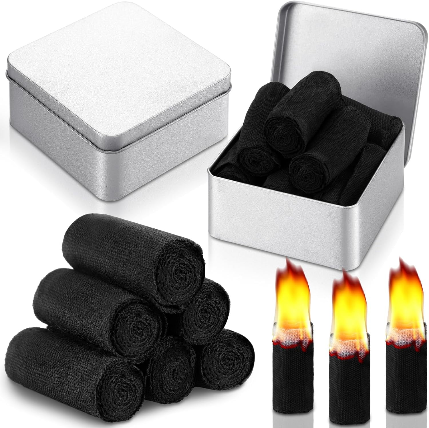 8 Rolls Camping Fire Starter Char Cloth Hand Made Emergency Fire ...