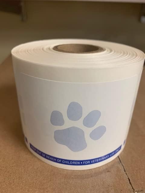 8 Rolls RJS Brand Veterinary Prescription Labels with Blue Paw Print ...