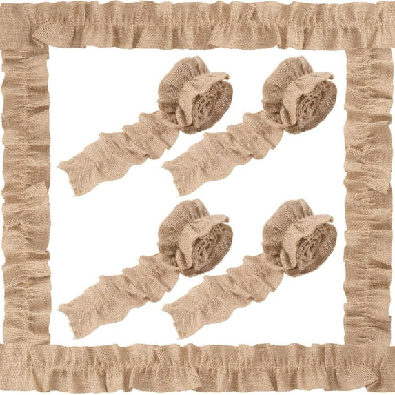 8 Rolls Ruffled Burlap 2.1In Width Christmas Tree Ribbon Garland ...