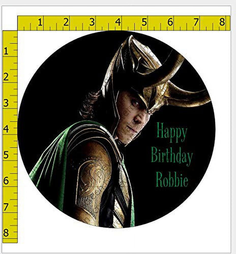 8" Round Avengers Loki Battle Helmet Image Edible Frosting Cake Topper ...