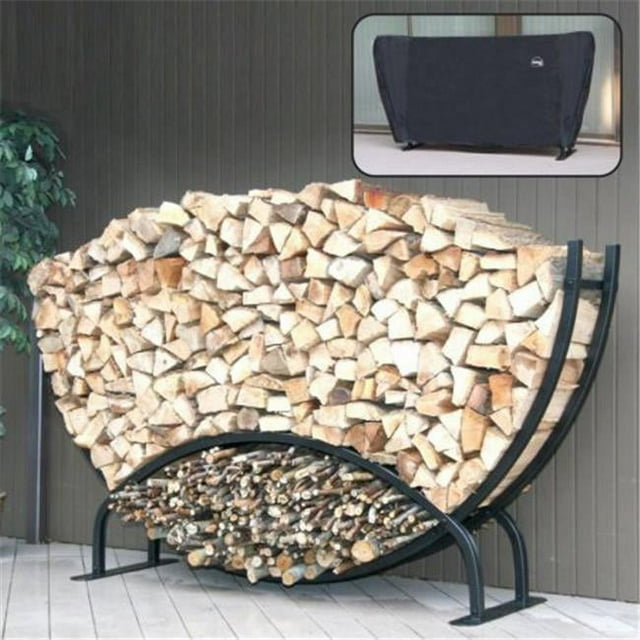 8' Round Firewood Log Rack with Kindling Kit - Walmart.com