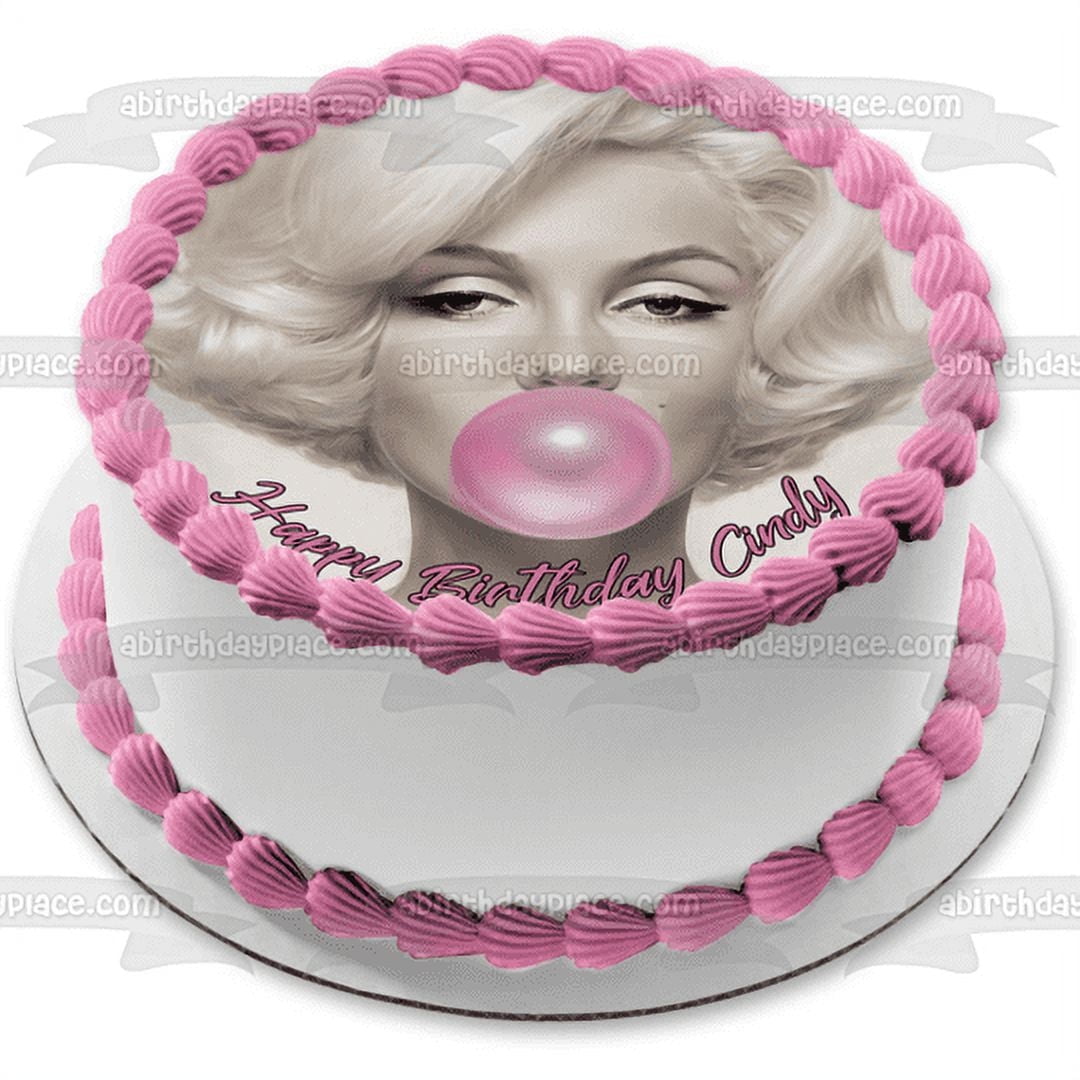 8" Round Marilyn Monroe Bubblegum Image Edible Frosting Cake Topper ...