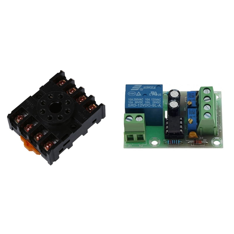 8 Round Pin 8-Pin PF083A Relay Base Socket & XH-M601 12V Battery Smart ...