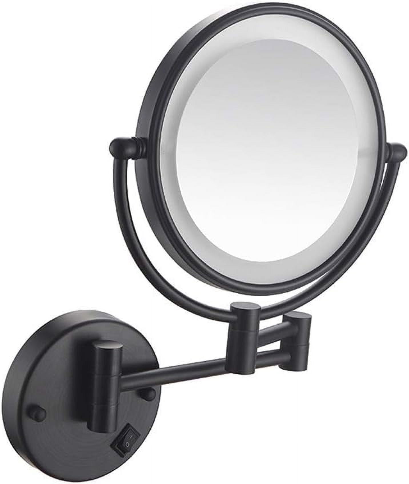 8 in Round Wall-Mounted Bathroom Mirror LED Lighted Makeup Mirror Wall ...