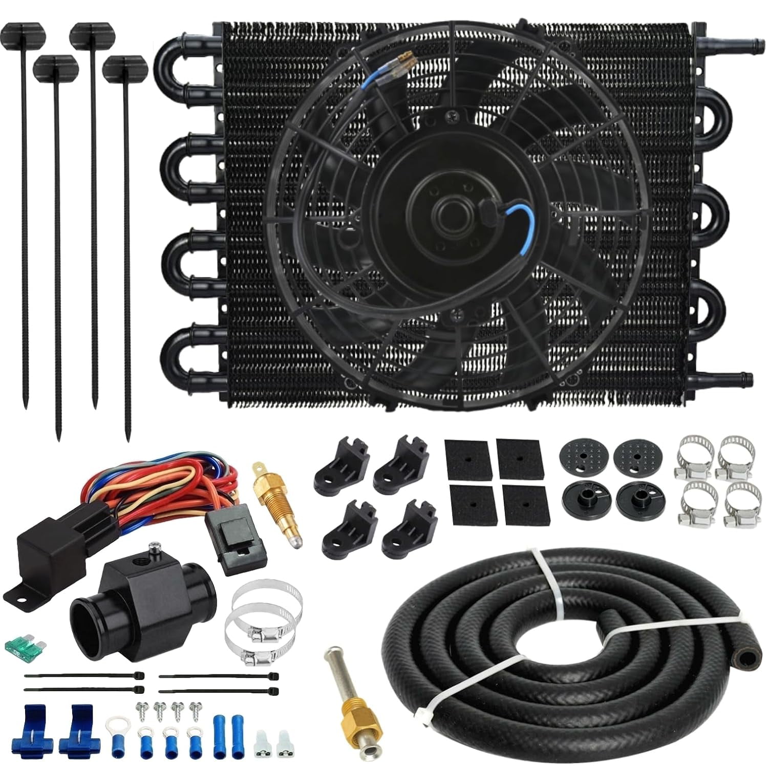 8 Row An6 Transmission Oil Cooler Electric Fan 38Mm 180'F in-Hose ...