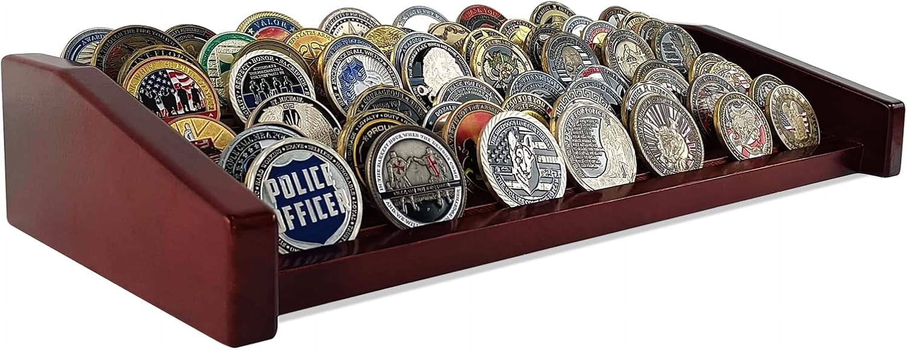 8 Rows Military Challenge Coin Display Stand - Holds 60-70 Coins, Solid ...