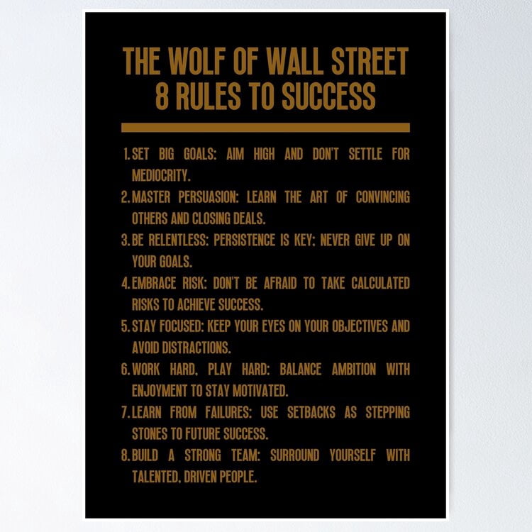 8 Rules To Success Poster- Unframed Poster | Wall Art | Perfect For ...