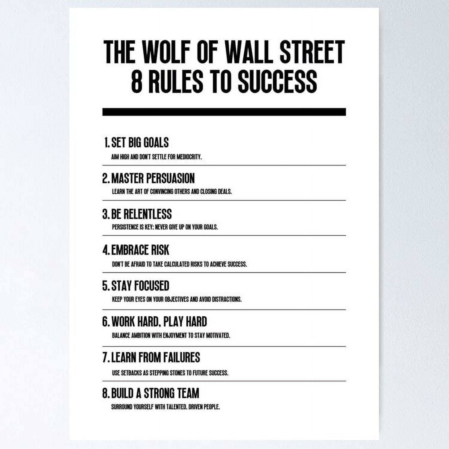 8 Rules to Success UNFRAMED Poster, 18x24 - Walmart.com