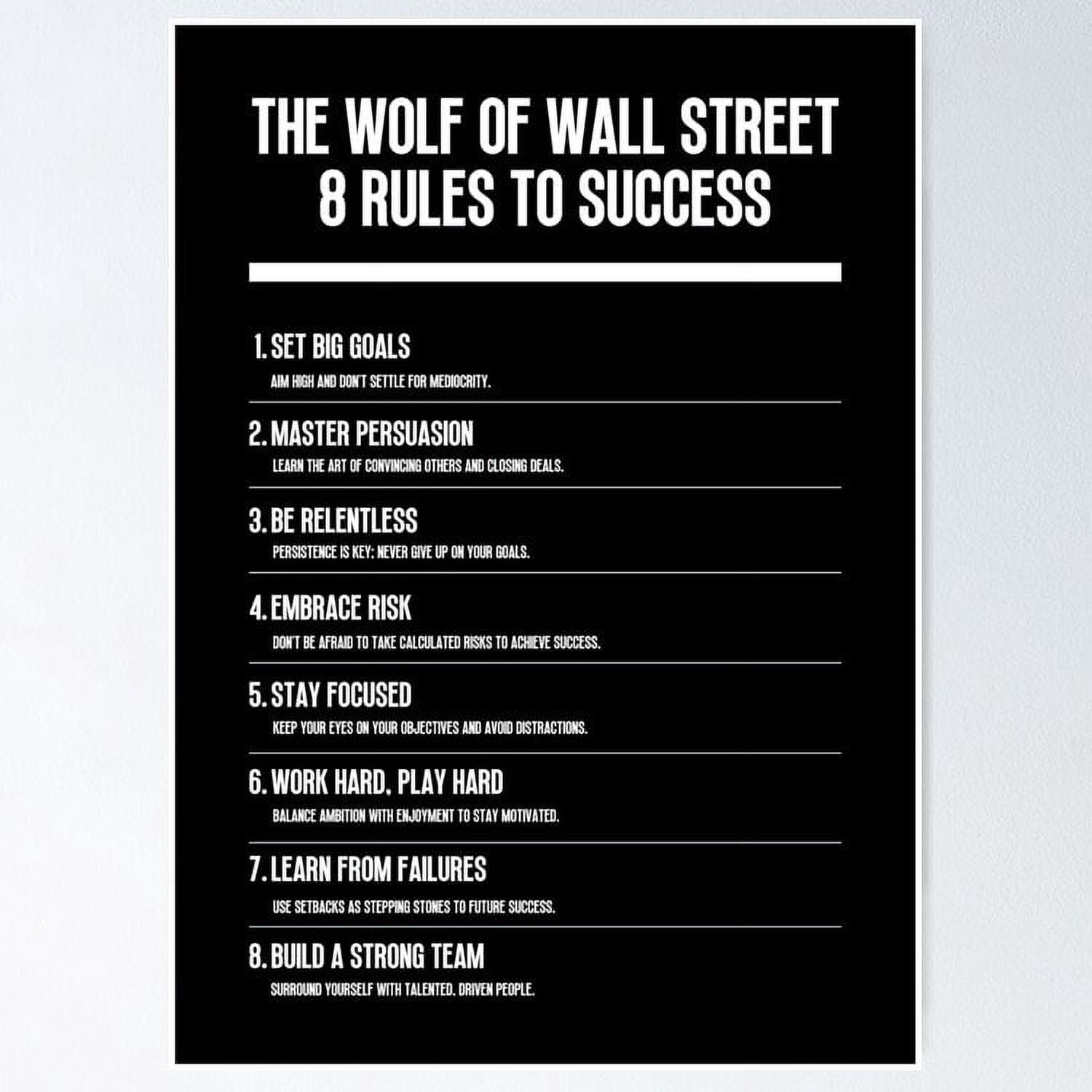 8 Rules to Success UNFRAMED Poster, 24x36 - Walmart.com