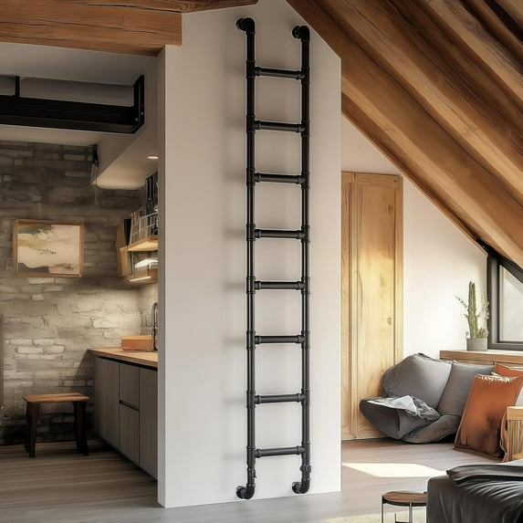 8-Rung Wall Mounted Ladder Heavy-Duty Metal 8FT Egress Window & Loft ...