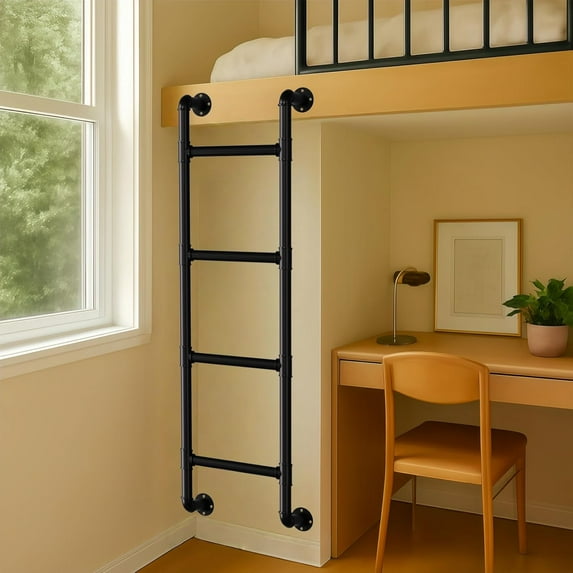 8-Rung Wall Mounted Ladder Heavy-Duty Metal 8FT Egress Window & Loft ...