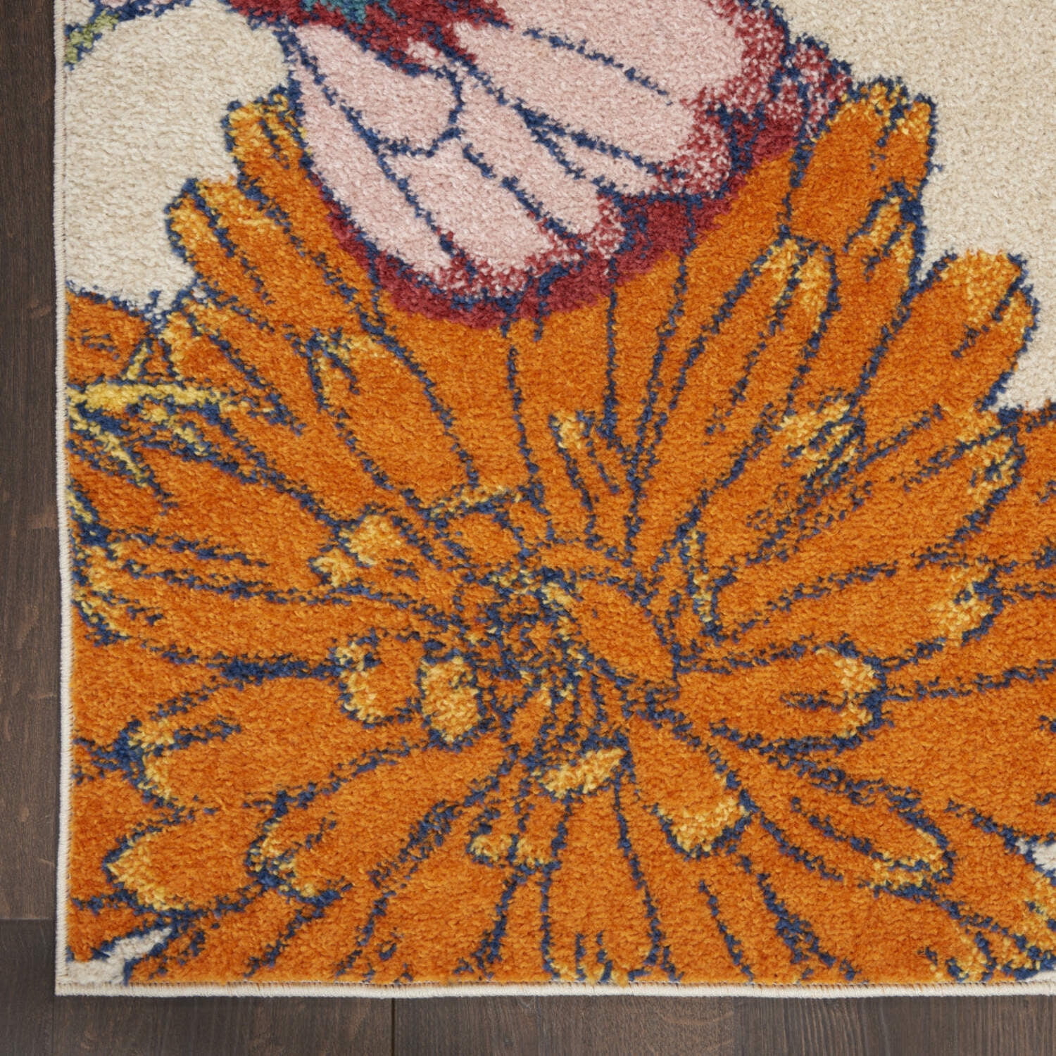 8' Runner Cream Floral Power Loom Runner Rug - Walmart.com