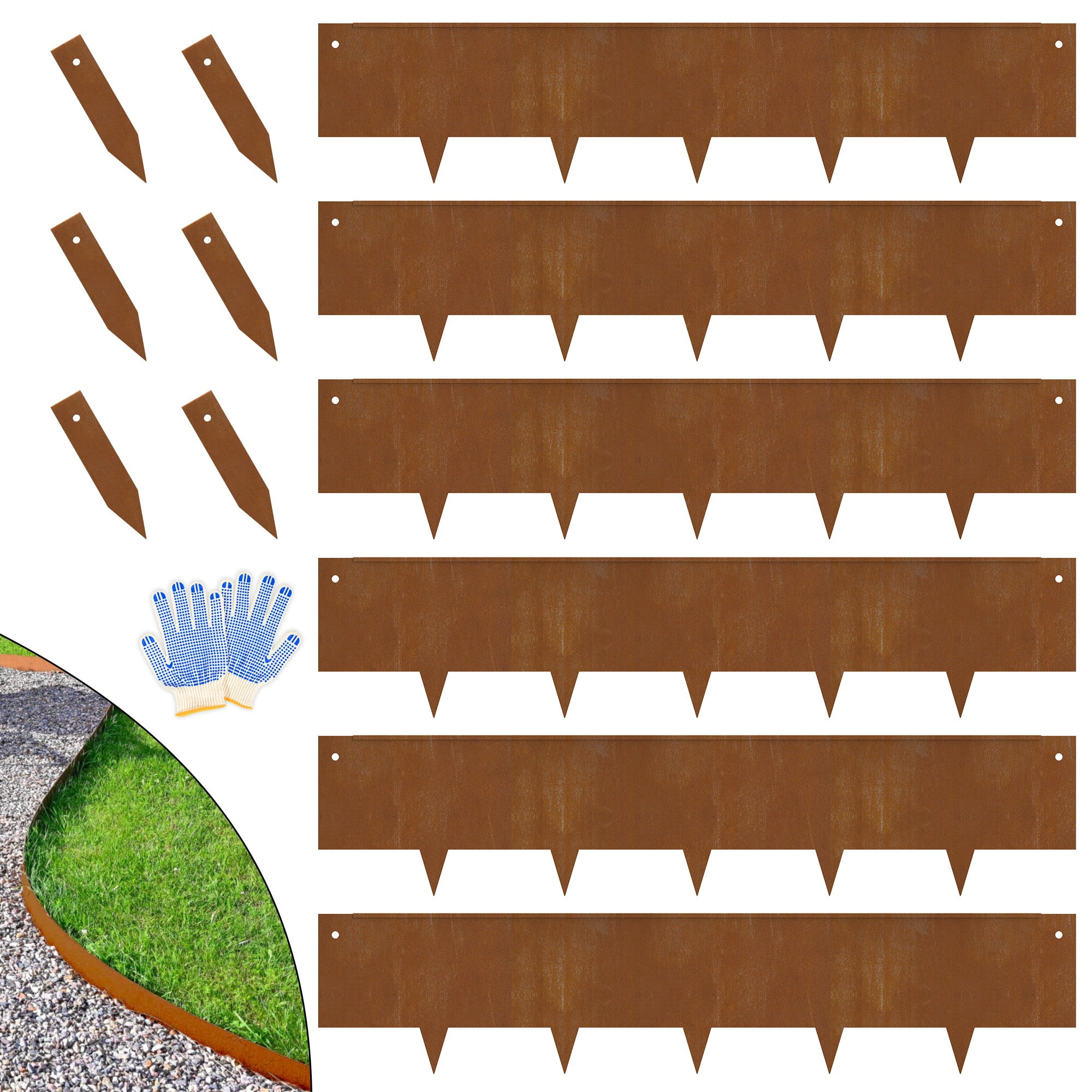 8" Rusty Garden Border Corten Steel Landscape Lawn Edging Stakes DIY ...