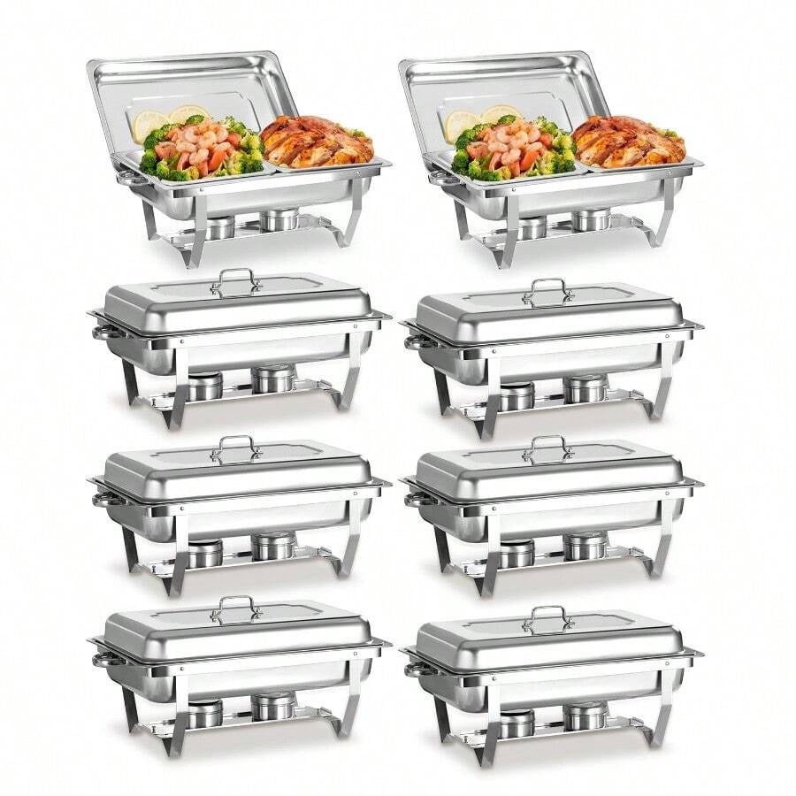 8 SET16 PANS Chafing Dish Buffet Set 9 Qt Stainless Steel Chafer Buffet ...