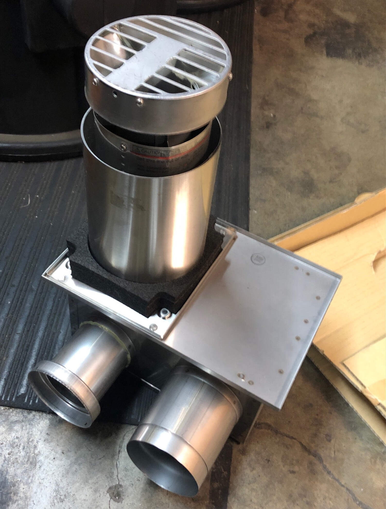 8" STAINLESS STEEL SHORT DIRECT VENT TERMINAL/W 4"DIA IN/OUT SLIDE PIPE ...