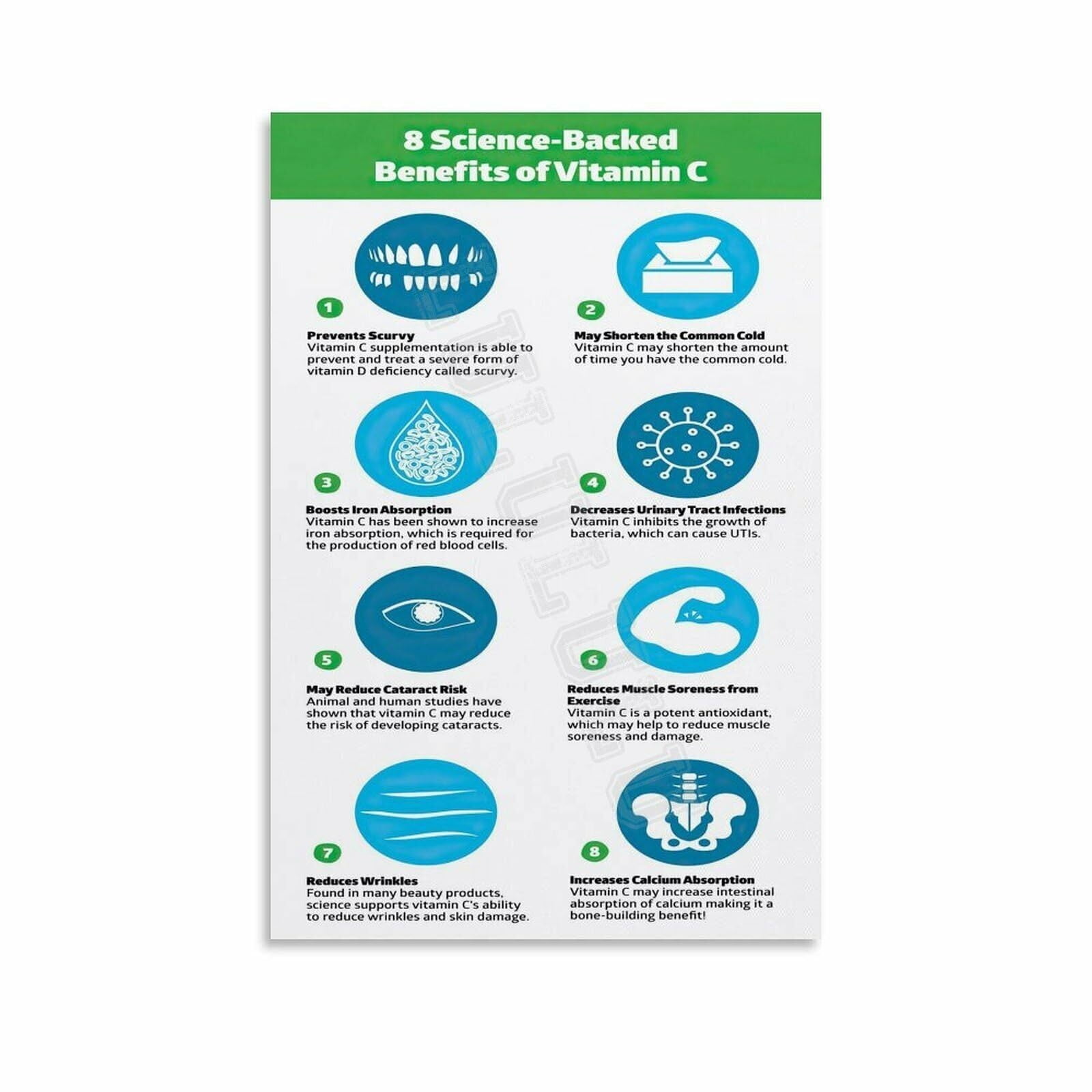 8 Science-Backed Benefits of Vitamin C Poster Canvas Painting Wall Art ...